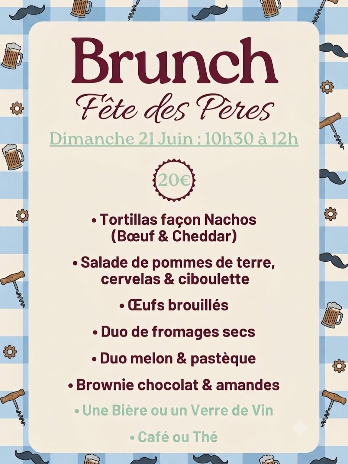 Menu de la fête des pères au restaurant Elles Lunch Café de Morestel ...