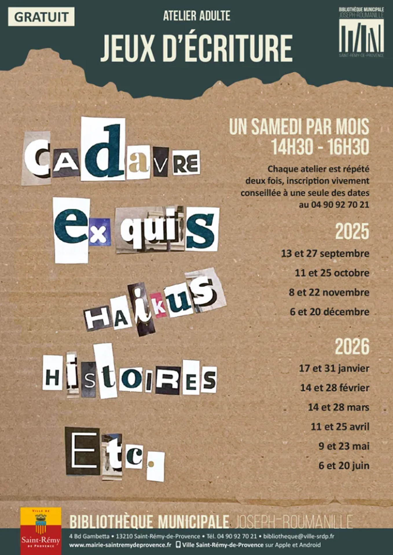 Atelier adulte : Jeux d’écriture - Alpilles en Provence