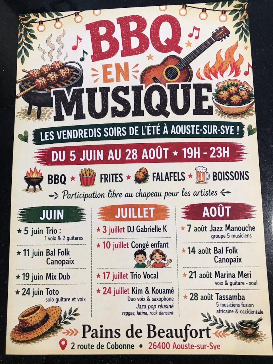 BBQ en musique aux Pains de Beaufort – Soirée d’inauguration - La Drôme ...