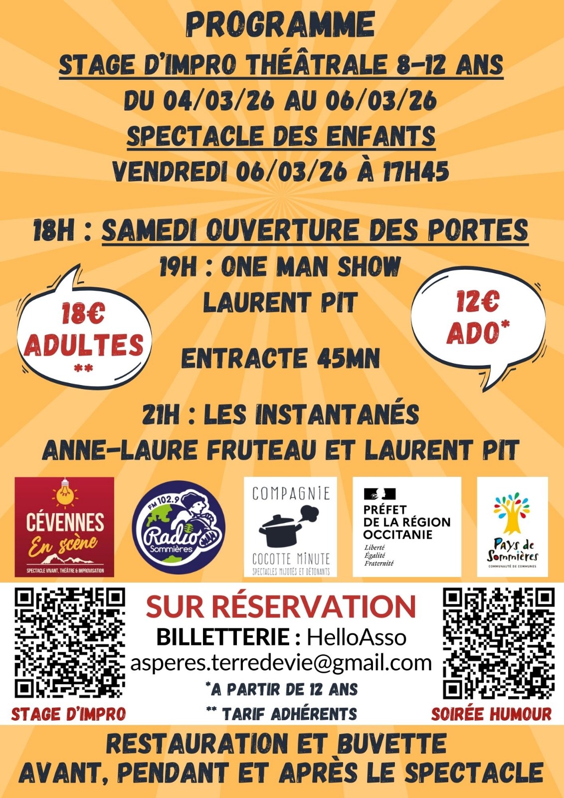 Stage d'impro Théâtrale pour enfants 8-12 ans - Aspères