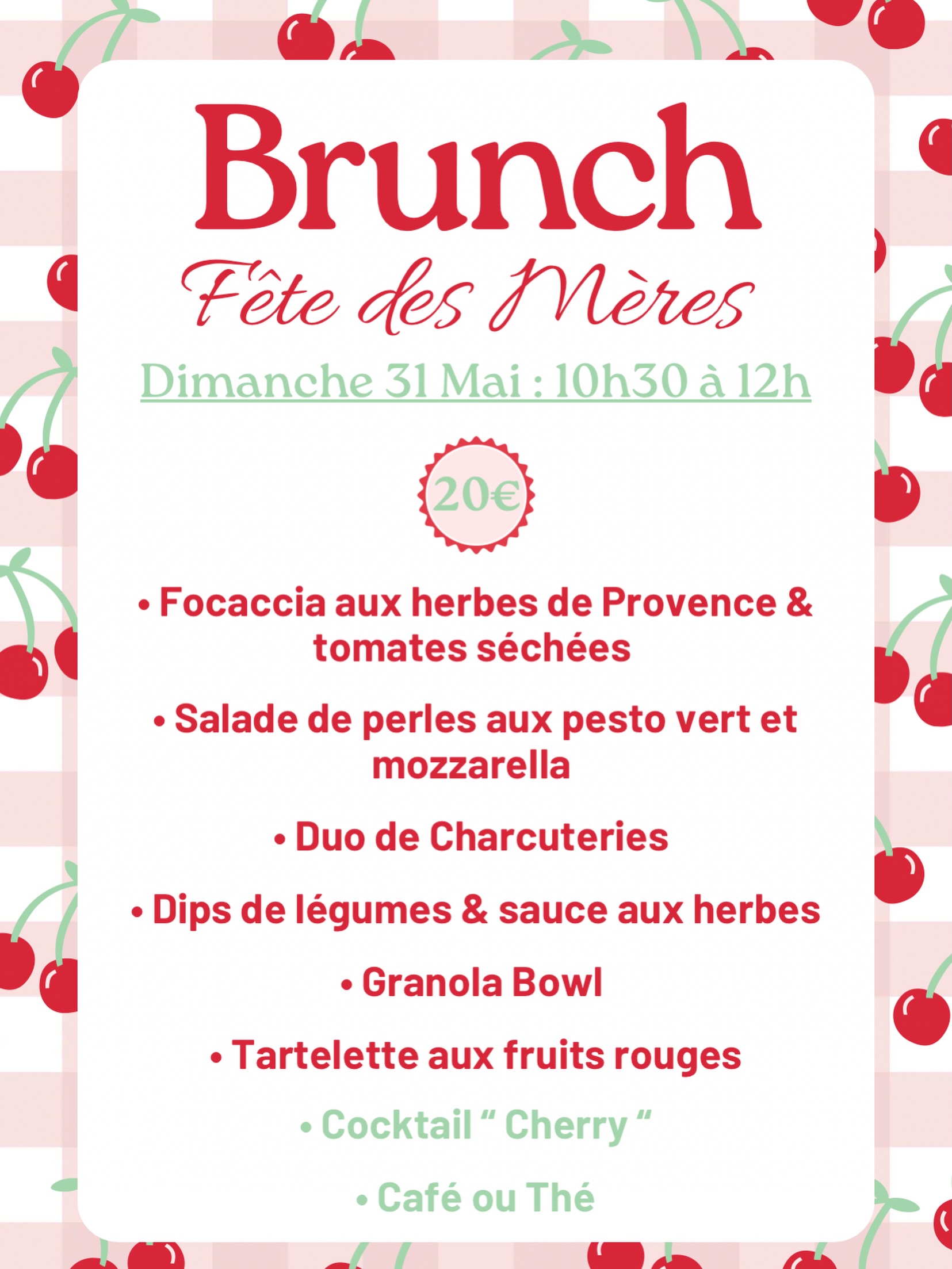 Menu de la fête des mères au restaurant Elles Lunch Café de Morestel ...