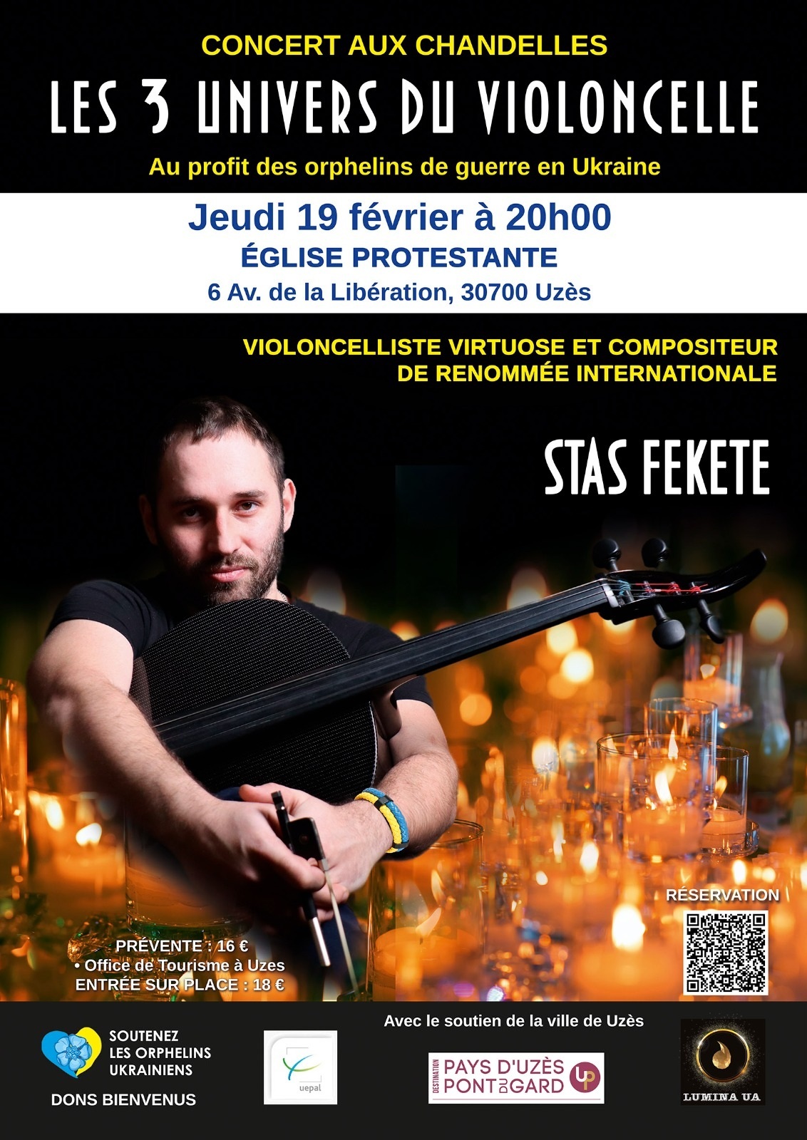 Concert aux chandelles - Les 3 Univers du Violoncelle - Uzès